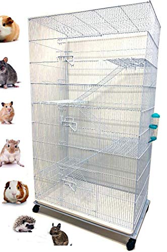 X-Large 5-Levels Ferret Chinchilla Sugar-Glider Rats Mice Gerbil Cage with Removable Rolling Stand, 32-Inch by 19-Inch by 60-Inch