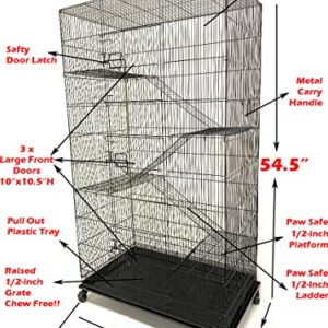 X-Large 5-Levels Ferret Chinchilla Sugar-Glider Rats Mice Gerbil Cage with Removable Rolling Stand, 32-Inch by 19-Inch by 60-Inch