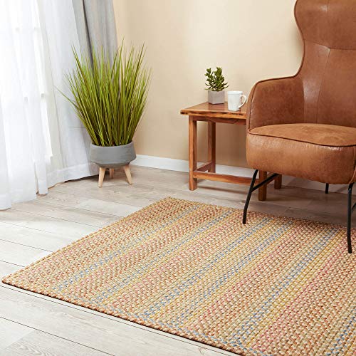 Super Area Rugs Braided Rug Sanford Indoor/Outdoor Braided Carpet for High Traffic Kitchen, Khaki Multi, 4' x 6' Rectangle