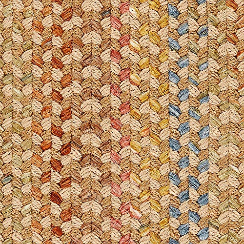 Super Area Rugs Braided Rug Sanford Indoor/Outdoor Braided Carpet for High Traffic Kitchen, Khaki Multi, 4' x 6' Rectangle