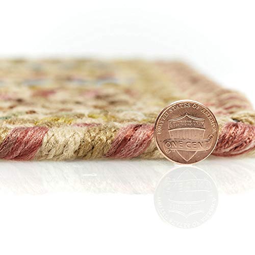 Super Area Rugs Braided Rug Sanford Indoor/Outdoor Braided Carpet for High Traffic Kitchen, Khaki Multi, 4' x 6' Rectangle