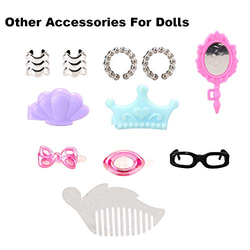 BARWA 40 PCS Doll Accessory Bags Crown Necklace Comb for 11.5 inch Doll Xmas Gift