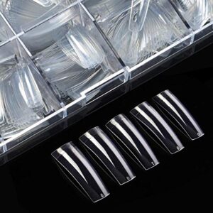 clear nail tips - coffin nail tips ecbasket professional nail tips for acrylic nails half cover clear fake nail tips long coffin shaped false nail tips 500pcs 10sizes with box