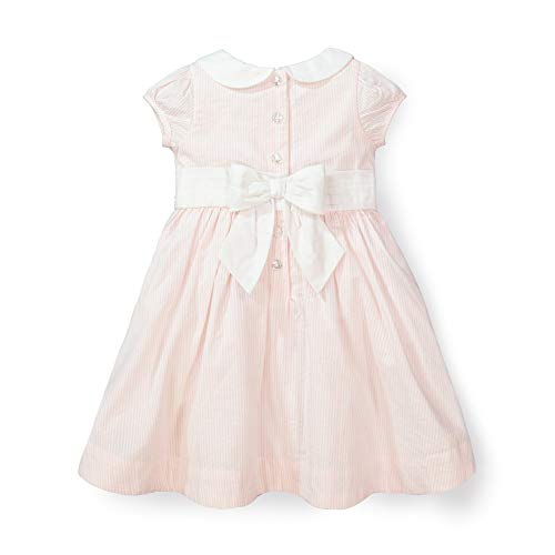 Hope & Henry Layette Baby Girl Woven Short Sleeve Tie-Back Dress with Peter Pan Collar