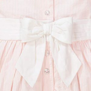 Hope & Henry Layette Baby Girl Woven Short Sleeve Tie-Back Dress with Peter Pan Collar