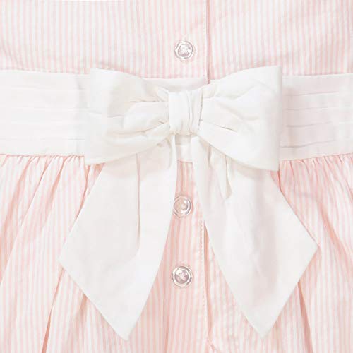 Hope & Henry Layette Baby Girl Woven Short Sleeve Tie-Back Dress with Peter Pan Collar