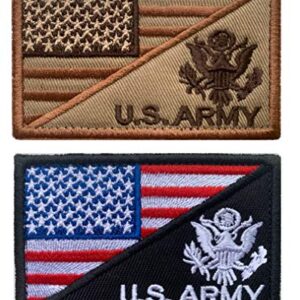 Antrix 2 Pcs American Flag/ Army Veteran US Armed Forces Embroidered Military Patches Hook & Loop Emblem Badge for Hats Backpacks Bags Jackets