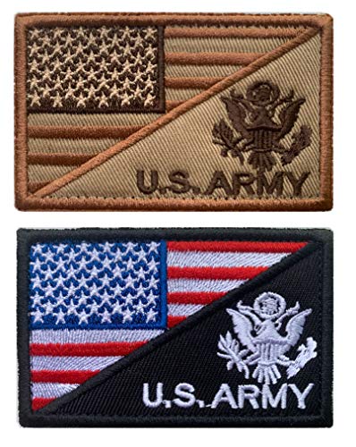 Antrix 2 Pcs American Flag/ Army Veteran US Armed Forces Embroidered Military Patches Hook & Loop Emblem Badge for Hats Backpacks Bags Jackets