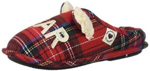 dearfoams kids unisex lil bear slipper, big bro tartan plaid, us 11-12 toddler