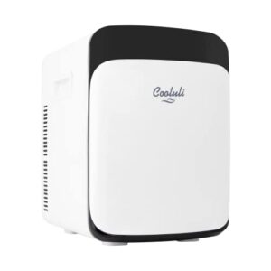 cooluli 15l mini fridge for bedroom - car, office desk & college dorm room - 12v portable cooler & warmer for food, drinks, skincare, beauty, makeup & cosmetics - ac/dc small refrigerator (white)