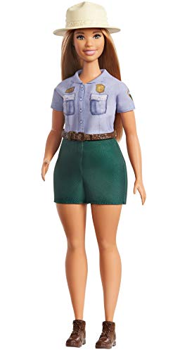 Barbie 12-in Blonde Curvy Park Ranger Doll with Ranger Outfit Including Denim Shirt, Green Khaki Shorts, Brown Belt, Brown Boots & Straw Hat; for Ages 3 Years Old & Up