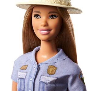 Barbie 12-in Blonde Curvy Park Ranger Doll with Ranger Outfit Including Denim Shirt, Green Khaki Shorts, Brown Belt, Brown Boots & Straw Hat; for Ages 3 Years Old & Up