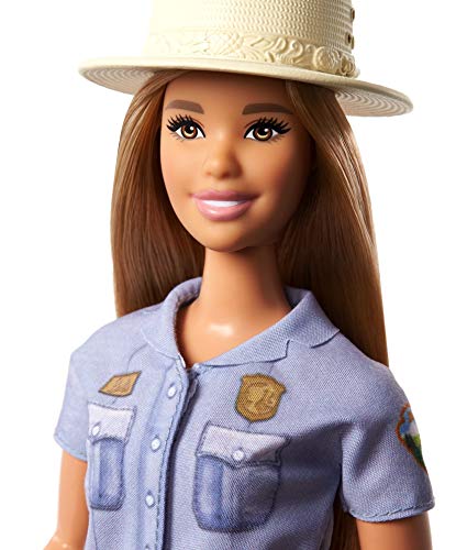 Barbie 12-in Blonde Curvy Park Ranger Doll with Ranger Outfit Including Denim Shirt, Green Khaki Shorts, Brown Belt, Brown Boots & Straw Hat; for Ages 3 Years Old & Up