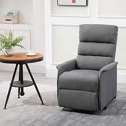 HOMCOM Power Lift Assist Recliner Chair for Elderly with Remote Control, Linen Fabric Upholstery Grey