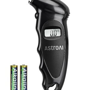 AstroAI Digital Tire Pressure Gauge with Replaceable AAA Batteries, 150 PSI 4 Settings Stocking Stuffers for Car Truck Bicycle Backlit LCD Non-Slip Grip Car Accessories, Black