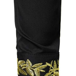 ZEROYAA Men's Luxury Gold Embroidery Design Slim Fit Long Sleeve Button Up Dress Shirts ZHCL44-Black Large