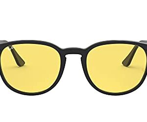 Ray-Ban RB4259F Low Bridge Fit Round Sunglasses, Black/Yellow, 53 mm