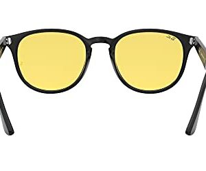 Ray-Ban RB4259F Low Bridge Fit Round Sunglasses, Black/Yellow, 53 mm