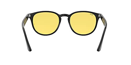 Ray-Ban RB4259F Low Bridge Fit Round Sunglasses, Black/Yellow, 53 mm