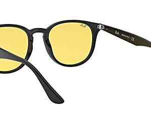 Ray-Ban RB4259F Low Bridge Fit Round Sunglasses, Black/Yellow, 53 mm