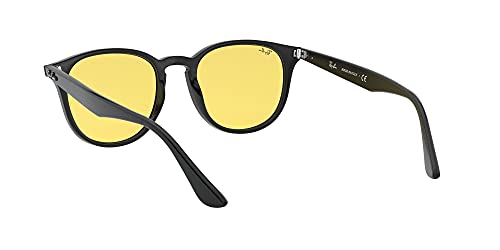 Ray-Ban RB4259F Low Bridge Fit Round Sunglasses, Black/Yellow, 53 mm