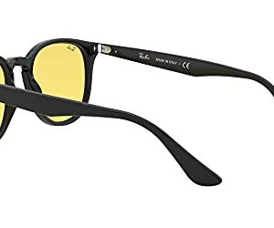 Ray-Ban RB4259F Low Bridge Fit Round Sunglasses, Black/Yellow, 53 mm