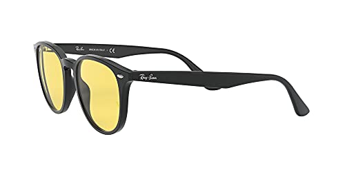 Ray-Ban RB4259F Low Bridge Fit Round Sunglasses, Black/Yellow, 53 mm