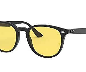 Ray-Ban RB4259F Low Bridge Fit Round Sunglasses, Black/Yellow, 53 mm