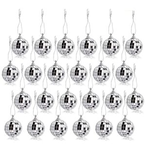 24 pcs silver disco mirror ball for party decoration, christmas tree wedding birthday party ornaments(4cm)