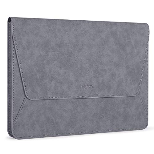 MOSISO Laptop Sleeve Compatible with MacBook Air/Pro, 13-13.3 inch Notebook,Compatible with MacBook Pro 14 inch 2023-2021 M2 A2779 A2442 M1, PU Leather Ultra Slim Flap Style Protective Case,Space Gray