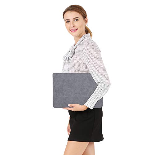 MOSISO Laptop Sleeve Compatible with MacBook Air/Pro, 13-13.3 inch Notebook,Compatible with MacBook Pro 14 inch 2023-2021 M2 A2779 A2442 M1, PU Leather Ultra Slim Flap Style Protective Case,Space Gray