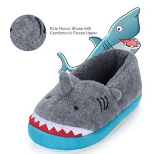 Dream Bridge Toddler Kids Plush Slippers Boys Girls Warm Animal Soft Cozy Cute Cartoon Non-Slip Shoes Winter House Shoes Fuzzy Indoor Bedroom Shoes, Grey, 9.5-10 Toddler