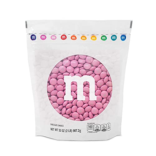 M&M’S Pink Milk Chocolate Candy, 2lbs of M&M'S in Resealable Pack for Candy Bars, Birthdays, Baby Showers, Gender Reveals, It's A Girl, Dessert Tables & DIY Party Favors