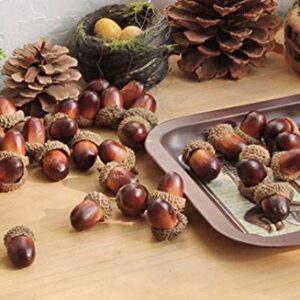 KISEER 100 Pcs Artificial Acorns Bulk Small Fake Lifelike Simulation Acorn with Natural Cap for Crafts, Wedding, Home Vase Filler Decor