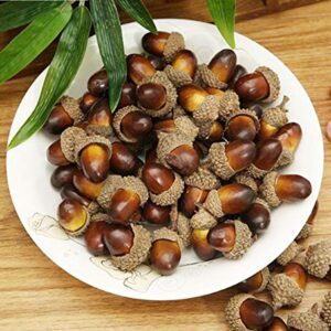 KISEER 100 Pcs Artificial Acorns Bulk Small Fake Lifelike Simulation Acorn with Natural Cap for Crafts, Wedding, Home Vase Filler Decor