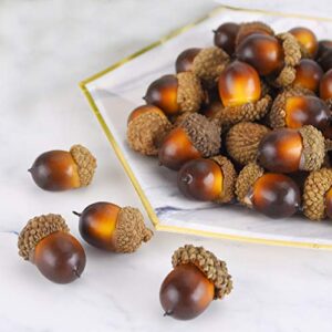 KISEER 100 Pcs Artificial Acorns Bulk Small Fake Lifelike Simulation Acorn with Natural Cap for Crafts, Wedding, Home Vase Filler Decor