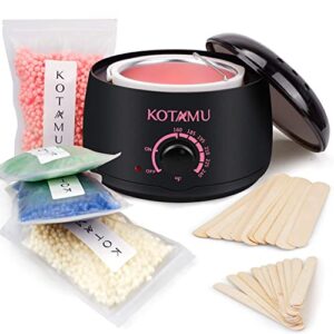 wax warmer kit, kotamu hair removal waxing kit with 4 hard wax beans target for bikini brazilian full body face facial eyebrows legs armpit, painless at home for women and men