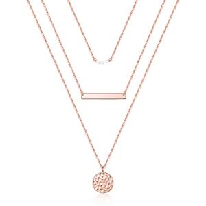 turandoss layered necklaces for women, 14k rose gold