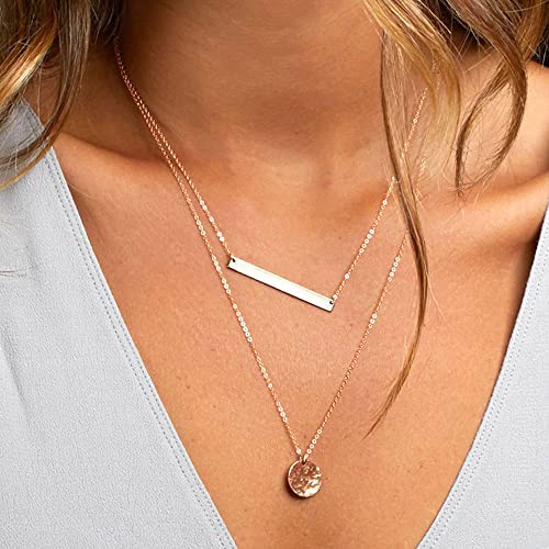 Turandoss Layered Necklaces for Women, 14K Rose Gold