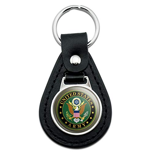 GRAPHICS & MORE Black Leather U.S. Army United States Army Eagle Logo Keychain