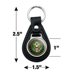 GRAPHICS & MORE Black Leather U.S. Army United States Army Eagle Logo Keychain