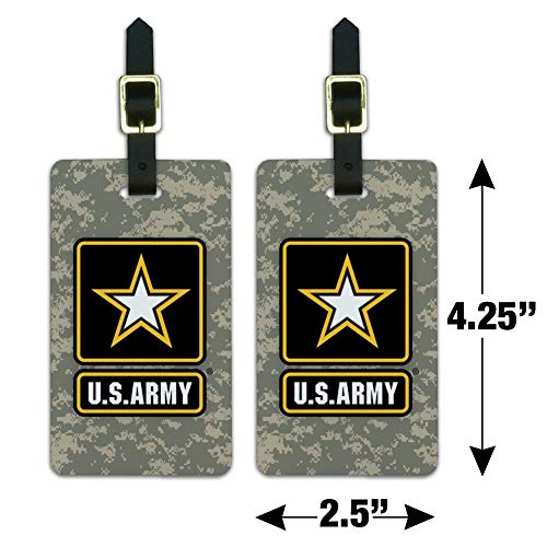 U.S. Army Logo on Camo Luggage ID Tags Suitcase Carry-On Cards - Set of 2