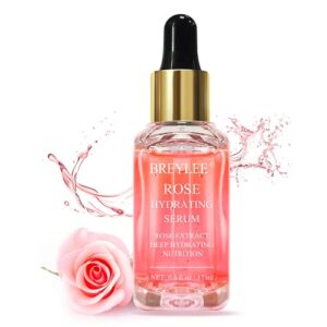 breylee rose face serum, hydrating serum moisturizing serum face serum hydrating with hyaluronic acid alcohol free facial serum for skin care(17ml,0.6fl oz)