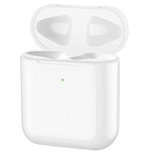 airpods charging case compatible for airpods 1&2, qi wireless charging replacement case, with bluetooth pairing sync button, no airpods, white