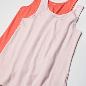 Amazon Essentials Women's Slim-Fit Tank, Pack of 2, Coral Pink/Pink, Small