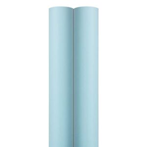 JAM Paper Gift Wrap - Matte Wrapping Paper - 50 Sq Ft Total - Matte Light Baby Blue/Pool Blue - 2 Rolls/Pack