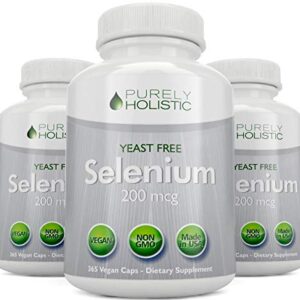 Selenium 200mcg - 365 Vegan Capsules not Tablets - Pure & Yeast Free L-Selenomethionine for Improved Absorption - Thyroid, Heart, and Immune System Support - Antioxidant Trace Mineral - Made in USA