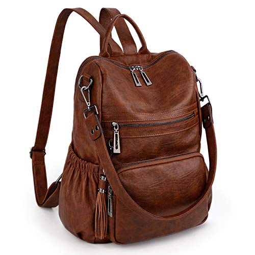 UTO Women Backpack Purse Leather Vegan Ladies Fashion Designer Rucksack Convertible Travel Shoulder Bag with Tassel