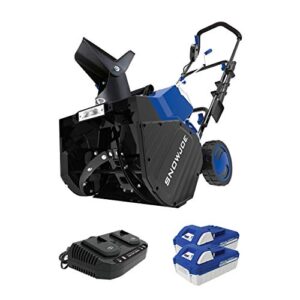 snow joe 24v-x2-sb18 18-inch, 48-volt ionmax cordless snow blower kit (w/ 2 x 4.0-ah batteries + charger)