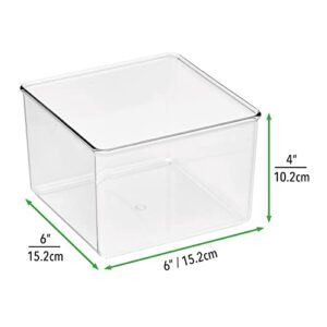 mDesign Plastic Drawer Organizer Square Box, Storage Organizer Bin Container; for Closets, Bedrooms, Use for Leggings, Socks, Ties, Jewelry, Accessories - Lumiere Collection - 4 Pack - Clear